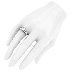 Sterling Silver Split Shank Trellis Simulated 1.0 CT Diamond Engagement Ring Promise Bridal Ring For Women (7.5)