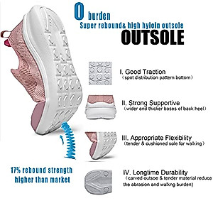 MAZURKA Shoes for Women Slip On Womens Women's Sneakers Wide Woman Walking Slip-On Black White Pink Grey Tan Width Wide Comfortable Fashion Athletic Soft Breathe Summer (Pink,Us Women Size 7)