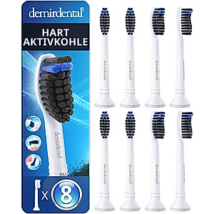 Toothbrush Heads Active Charcoal Hard Compatible with Philips Sonicare Toothbrush Heads - Replacement Heads for Natural Cleaning - Hard Brush Heads - White - HX9058-8 Pack