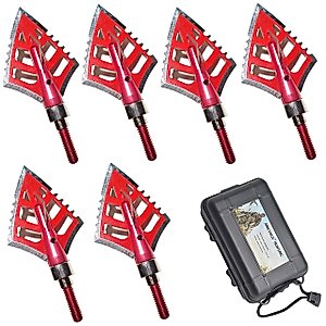 AMEYXGS Broadheads 125 Grain Archery Hunting Arrowheads for Compound Bow Crossbow Fixed Blade 4 Blade broadheads(RED 2)