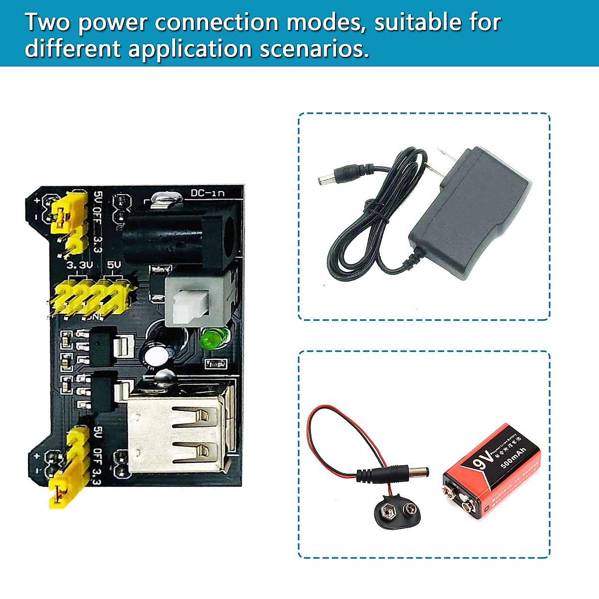 Minidodoca Upgraded Electronics Component Fun Kit Power Supply Module, Jumper Wire, 830 Breadboard, LED,Capacitor,Diode,Resistor,Transistor,Compatible Raspberry Pi, STM32