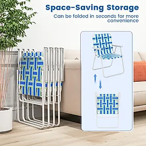 Tangkula Folding Lawn Chairs Set of 6, Portable Webbed Chairs with Webbing Seat & Back, Widened Armrests, Heavy Duty Metal Frame, Lightweight Patio Dinning Chairs for Yard, Camping, Poolside, Beach