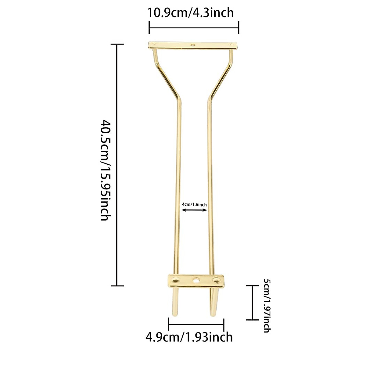 Dianoo 40.5cm Gold Wine Glass Holder, Under Cabinet Wine Glass Rack, Stemware Rack, Hanging Stemware Holder For Kitchen Bar, 2 Single Rows