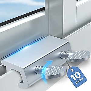 Sliding Glass Door Lock Window Lock - Childproof 2Pack Unobtrusive Transparent Adhesive Secure Slide Door Lock for Window Patio Cabinet Closet, Security Bar Safety Guards Kids Toddler Baby Proofing
