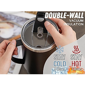 Onebttl Hunting Gifts for Men, Funny Hunting Gifts for Hunter, 40oz Stainless Steel Insulated Tumbler with Handle, Lid & Straw for Hunting Dad, Husband, Black - Life is Better When I am Hunting