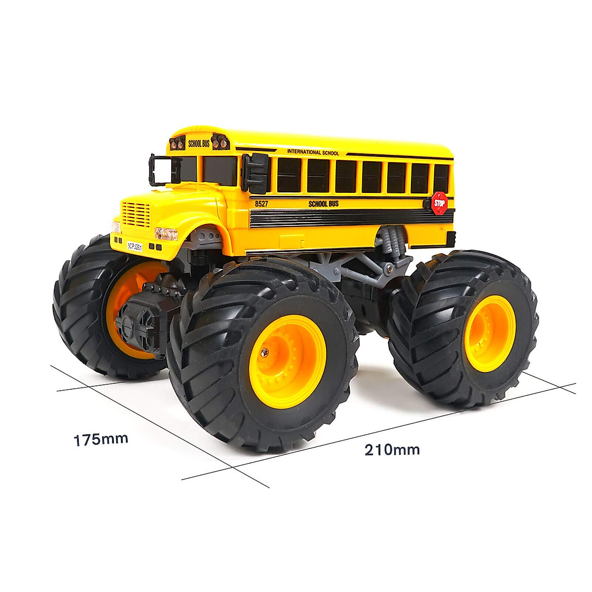 WOWRC Remote Control Fire Truck RC School Bus with Sounds Lights Rechargeable 2.4GHz Monster Trucks Toy for Kids, Boys, Toddlers (Yellow)