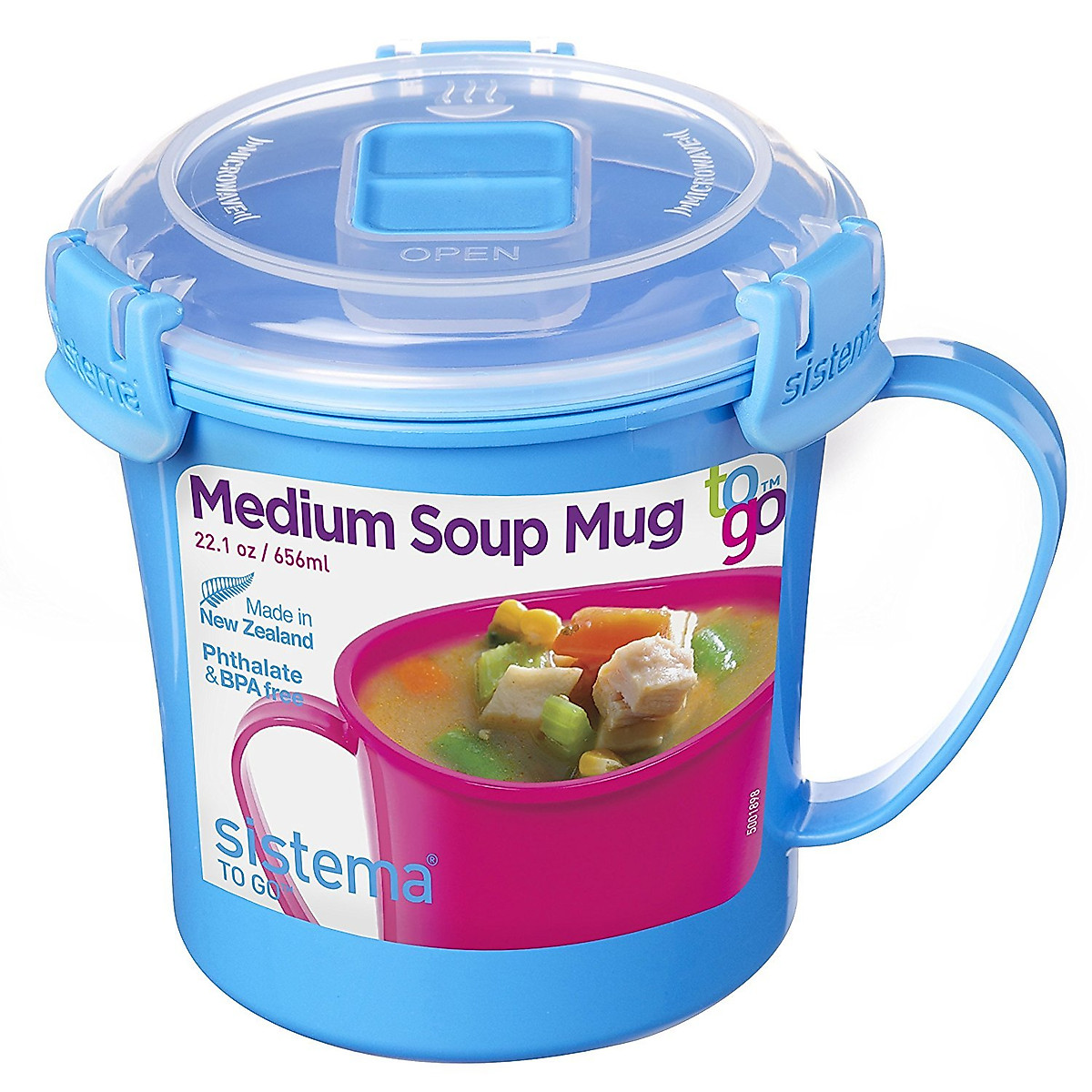 Sistema To Go Collection Microwave Soup Mug, 22 oz, Blue(2pk)2