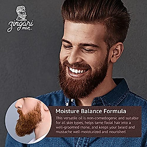 Zingari Man The Gent Beard Elixir - Argan Beard Oil for Men - Natural Jojoba Oil, Bayberry Fruit Wax, Fragrance - Gifts for Boyfriend, Dad - Glass Bottle with Pump (2oz)