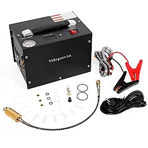 PCP Air Compressor,Built-in Power Converter,Oil/Water-Free, 4500Psi/30Mpa, 12V DC or Home 110V AC, for Paintball/PCP Air Rifle/Tank