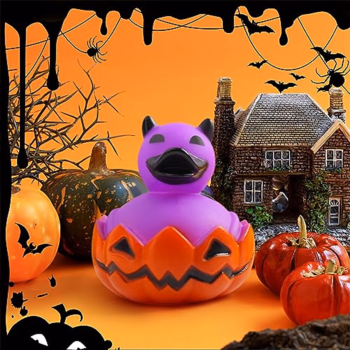 SCIONE 24 Pack Halloween Rubber Ducks Party Favors - 2 Inch Halloween Themed Decor Trick or Treat Supplies Goodie Bag Fillers Baby Showers Bath Toys for toddler Kids