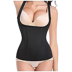 Gotoly Waist Trainer Vest Weight Loss Body Shaper Sport Shirt Workout Tank Top for Women (Black, Large)