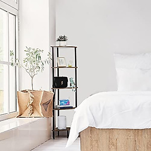 LIANTRAL 5 Tier Corner Shelf, 49.8” Corner Shelf Stand, Corner Bookshelf Plant Stand, Storage Shelf for Bathroom, Living Room, Kitchen, Home Office