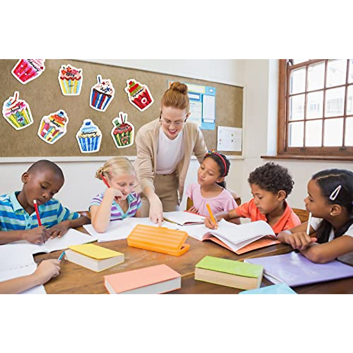 FLYAB 12Pcs Birthday Cutouts for Classroom Decoration Birthday Cupcake Cutouts Calendar Chart Poster Birthday Bulletin Board Decorations for Classroom Birthday Party Decoration Teacher Supplies