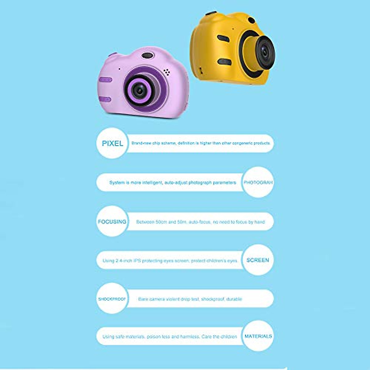 Mini Digital Camera Child Camera Toy Cartoon Video Recorder Can Shoot Camera 1080P 8MP Camera,Purple,16GB