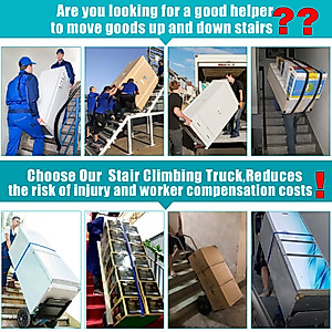 ROOMEDAL Electric Stair Climbing Hand Trucks Dolly Cart for Moving, 880lb Capacity Heavy Duty, with Folding Handle & Solid Wheel & Brakes