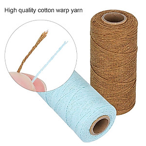 GLOGLOW 2 Rolls Warp Thread Warp Yarn Pure Cotton Yarn Tensile Resistant 8/4 Warp Thread for Knitting Tatting Carpet Tapestry(Brown + Light Blue)