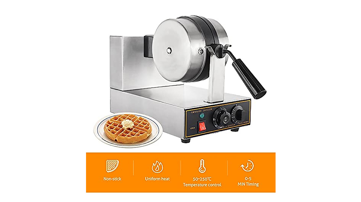 WICHEMI Commercial Waffle Maker Electric Waffle Making Machine Flip ...