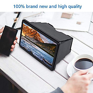 12" 3D HD Screen Magnifier for All Cell Phone Magnifing Projector Screen Enlarger Expander with Retractable Bracket for Movies Videos and Gaming (Black)