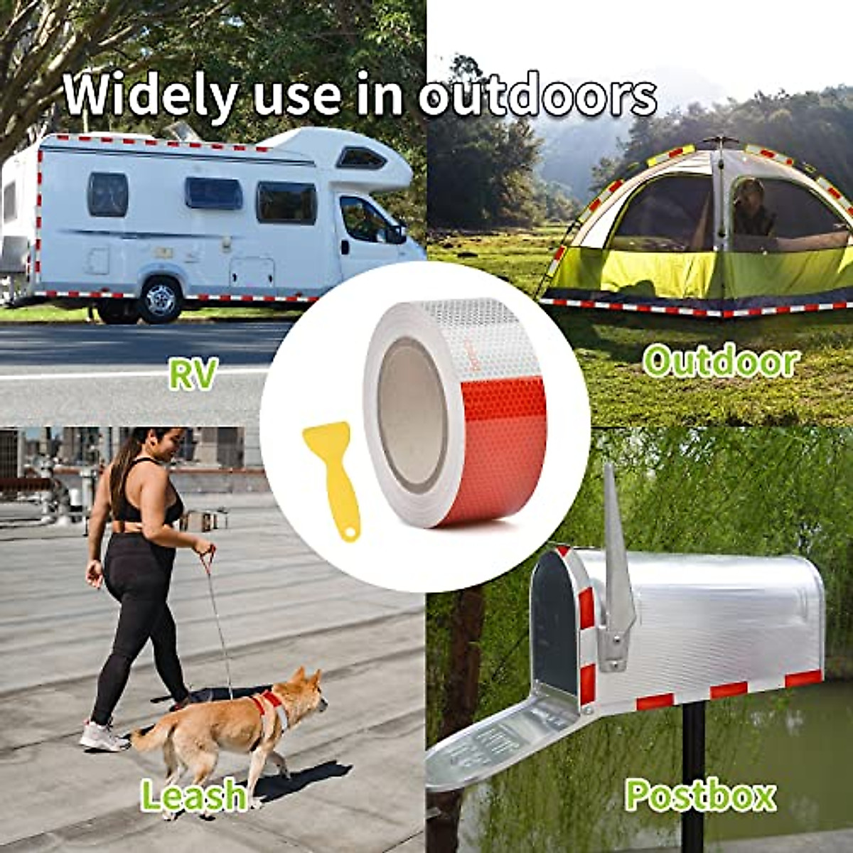 RVMATE 2 Inch x 30 Feet DOT Trailer Reflective Tape, Waterproof, Highly Visible Red & White Tape for Trailers, Outdoor Cars, Trucks