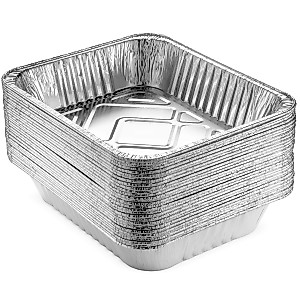 NYHI 9x13” Aluminum Foil Pans (30 Pack) | Durable Disposable Grill Drip Grease Tray | Half-Size Deep Steam Pan and Oven Buffet Trays | Food Containers for Catering, Baking, and Roasting