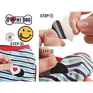 Yunison Dog Shirts with DIY Embroidery Velcro - 2pc Stripe Shirt&4 pc DIY Embroidery Velcro for Puppy or Kitty Clothes, for Daily Wearing or Pet Gift