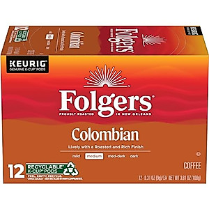 Folgers Colombian Medium Roast Coffee, 12 Keurig K-Cup Pods