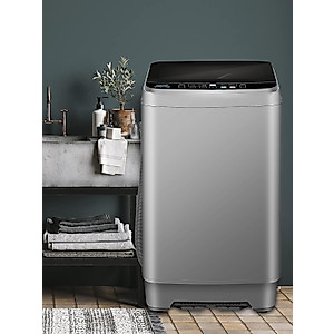 KRIB BLING Full Automatic Washing Machine 25lbs Compact Portable Washing Machine with LED Display, Drain Dump, 10 Wash Programs and 8 Water Levels Ideal for Dorms, Apartments, RV, Grey