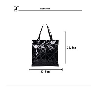 HJKHNK New Ladies Bag, Hand Bag, Rhombic Luminous Geometric PVC Handbag,for Women,Seven Colors,Blue