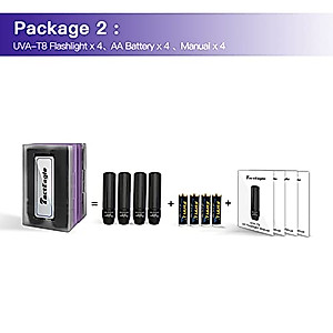 TactEagle Black Light 365nm UV Flashlight 4packs UVA-T8 Portable Blacklight Led Flashlight for Urine Detection Minerals Resin Curing Scorpion Portable Blacklight UV Led Flashlight