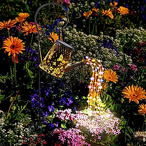 Atildp Upgraded Butterfly Solar Watering Can, Multicolor 60pcs String Lights for Outdoor Garden, Led Highlight Colourful Light Garden Lamps