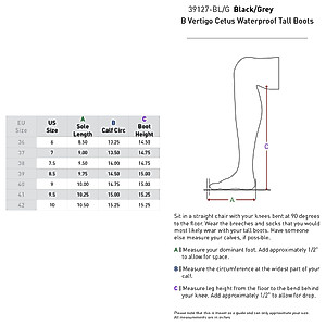HORZE B Vertigo Cetus Waterproof Tall Boots - Black/Grey - W 10 / M 9