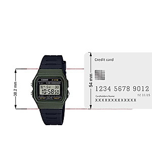 Casio Unisex Watch in Resin/Acrylic Glass with Date Display and LED Light - Water Resistance & Alarm, Green, 38.2 x 35.2 x 8.5 mm, Strap (F-91WM-3AEF)