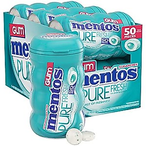 Mentos Pure Fresh Sugar-Free Chewing Gum with Xylitol, Wintergreen, Bulk, 50 Count ( Pack of 6)
