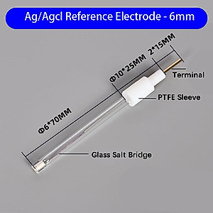 CAULYS Silver Chloride Silver Reference Electrode, Ag/Agcl Reference Electrode, 1 Pcs Silver Silver Chloride Electrode (Diameter 6mmX70mm Length)