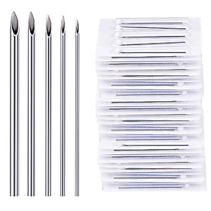 DJCIW 25PCS Mixed Body Piercing Needles, 12G 14G 16G 18G 20G Disposable Sterile Stainless Steel Piercing Needles for Ear Nose Navel Belly Nipple Tongue Lip Piercing