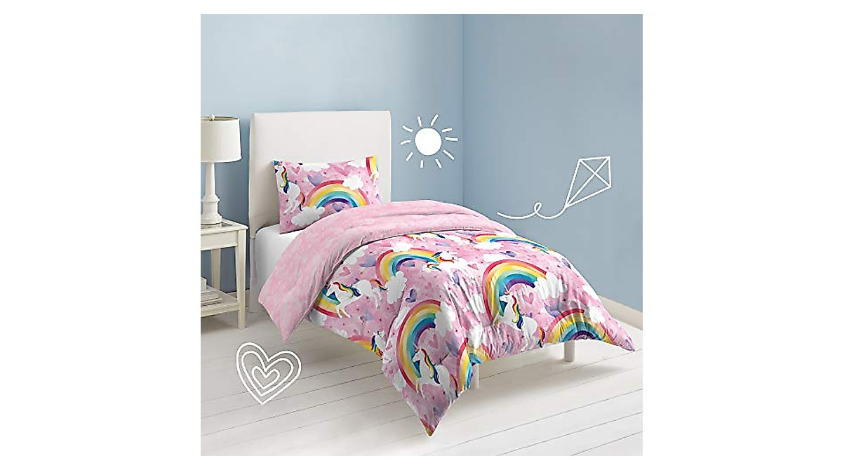 Unicorn Rainbow Comforter Set - Dream Factory Twin Bedding