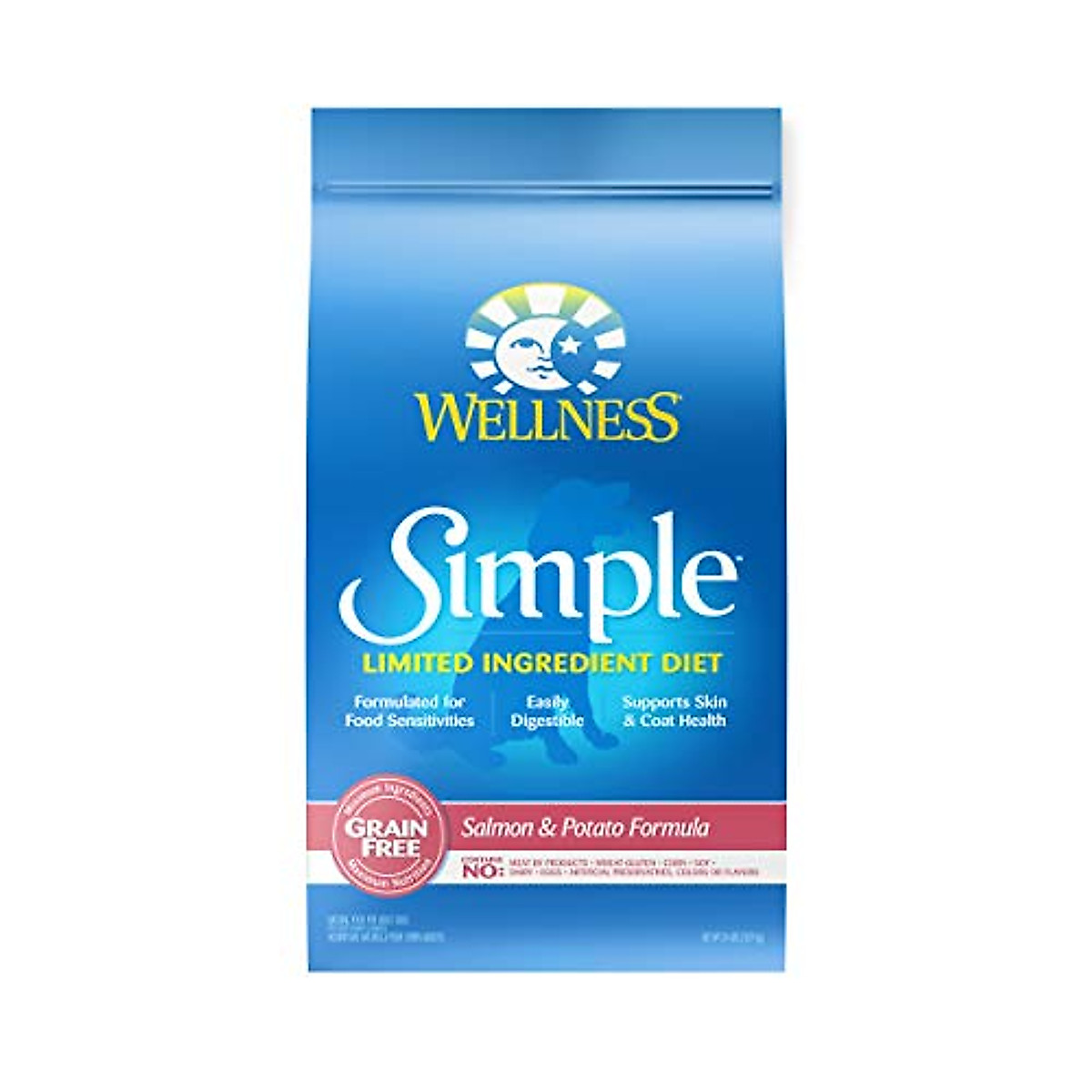 Wellness Simple Natural Grain Free Limited Ingredient Dry Dog Food, Salmon and Potato Recipe, 24-Pound Bag