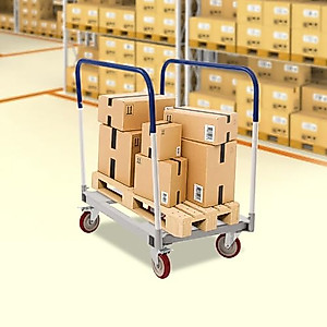 Steel Panel Truck Cart, 1500 LBS Heavy Duty Panel Dolly Cart with 5" Swivel Wheels and 34" x 20" Steel Board, Drywall Dolly Cart Platform Truck Cart for Factory Warehouses, Garage, Workshop