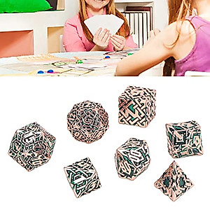 DAUERHAFT Tabletop Dice Set, Exquisite Board Game Polyhedral Dice Game Props Portable Large Number 7pcs for Party for Adults(Green)