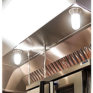 OCS Parts Commercial Kitchen Canopy Hood and Walk-in Refrigeration Lighting | Light Fixture, Globe, LED Light Bulb, and Wire Guard (Light Fixture)