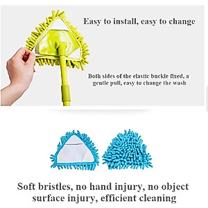 180° Rotatable Adjustable Triangle Cleaning Mop, Wet and Dry Mop with Extendable Long Handle, Cleaning Mop with 2 Reusable Mop Heads for Bathroom Floor Wall Sofa Bed Bottom (Blue)