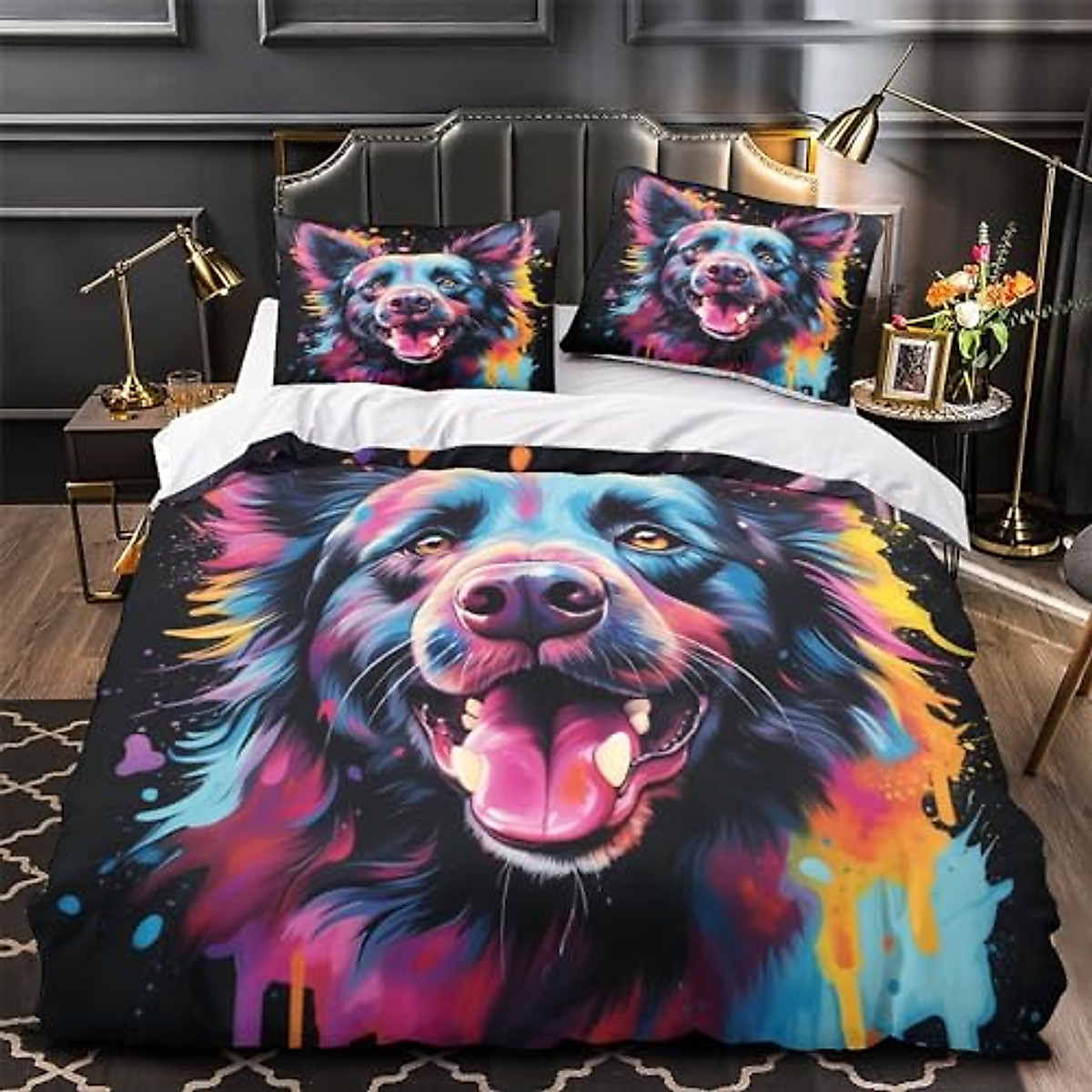 Dog 3D Bedding Set for Boys Kids Girl Duvet Cover Children Teens Comforter Cover Printed Bedspread/Quilt Cover for All Seasons Twin（173x218cm）