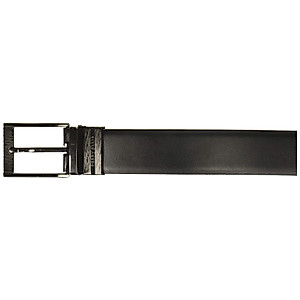 Perry Ellis Portfolio Feather Edge Leather Men's Belt, Reversible with Etched Buckle, Soft Touch Material (Sizes 30-54 Inches Big & Tall), Black / Brown Reversible, 34