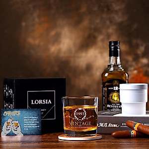 31th Birthday Gifts for Men, Whiskey Glass Set in Gift Box, 31th Birthday Decorations for Him, Dad, Husband, Friends, 31 Year Anniversary, Bday Gifts Ideas - Ice Ball Mold & Coaster & Gift Card