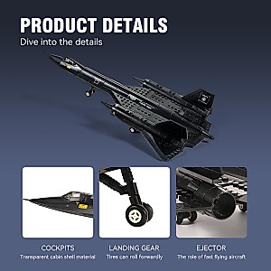 DAHONPA SR71 Blackbird High-Altitude Reconnaissance Aircraft Metal Fighter Military Army Airplane Building Bricks Set, 183 Pieces Air-Force Toy, Gift for Kid and Adult.…