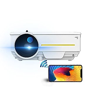 Native 1080P Projector, 5G WiFi Wireless Synchronize Screen Mirroring for iOS Android macOS with Focus Keystone Correction, Compatible with 4K TV Stick/PS4/DVD/HDMI/USB for Home Outdoor