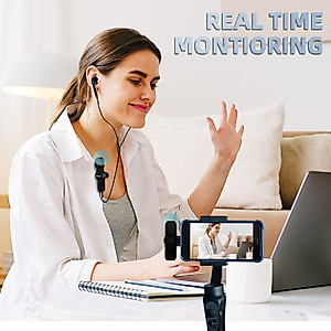 UBUISOTKZ Wireless Lavalier Microphone Compatible with Lightning Cable,iPhone,iPad–Wireless Microphone with 3 Level Noise Reduction &Real Time Monitor Function for TikTok, Vlogging