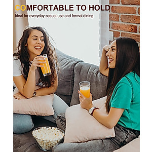 LUNA & MANTHA Drinking Glasses Highball Glasses Set of 6, Water Glasses 16oz, Wide Mouth Design Lead-Free Crystal Glassware, Cocktail Glasses Drinking Set, Tall Glass Cups for Mojito and Tom Collins