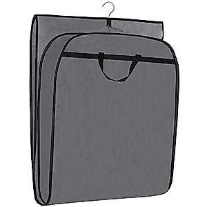 MISSLO Gusseted 60" Dress Garment Bag Hanging Clothes Cover with Clear Window Zipper Pocket for Long Coat, Full-Length Wedding Gown, Closet, Travel, Luggage (Grey)