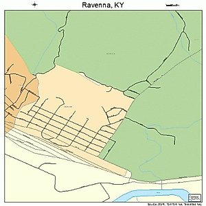Large Street & Road Map of Ravenna, Kentucky KY - Printed poster size wall atlas of your home town